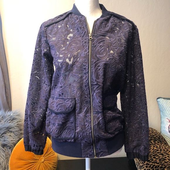 elevenses | Jackets & Coats | Elevenses Lace Bomber Jacket | Poshmark